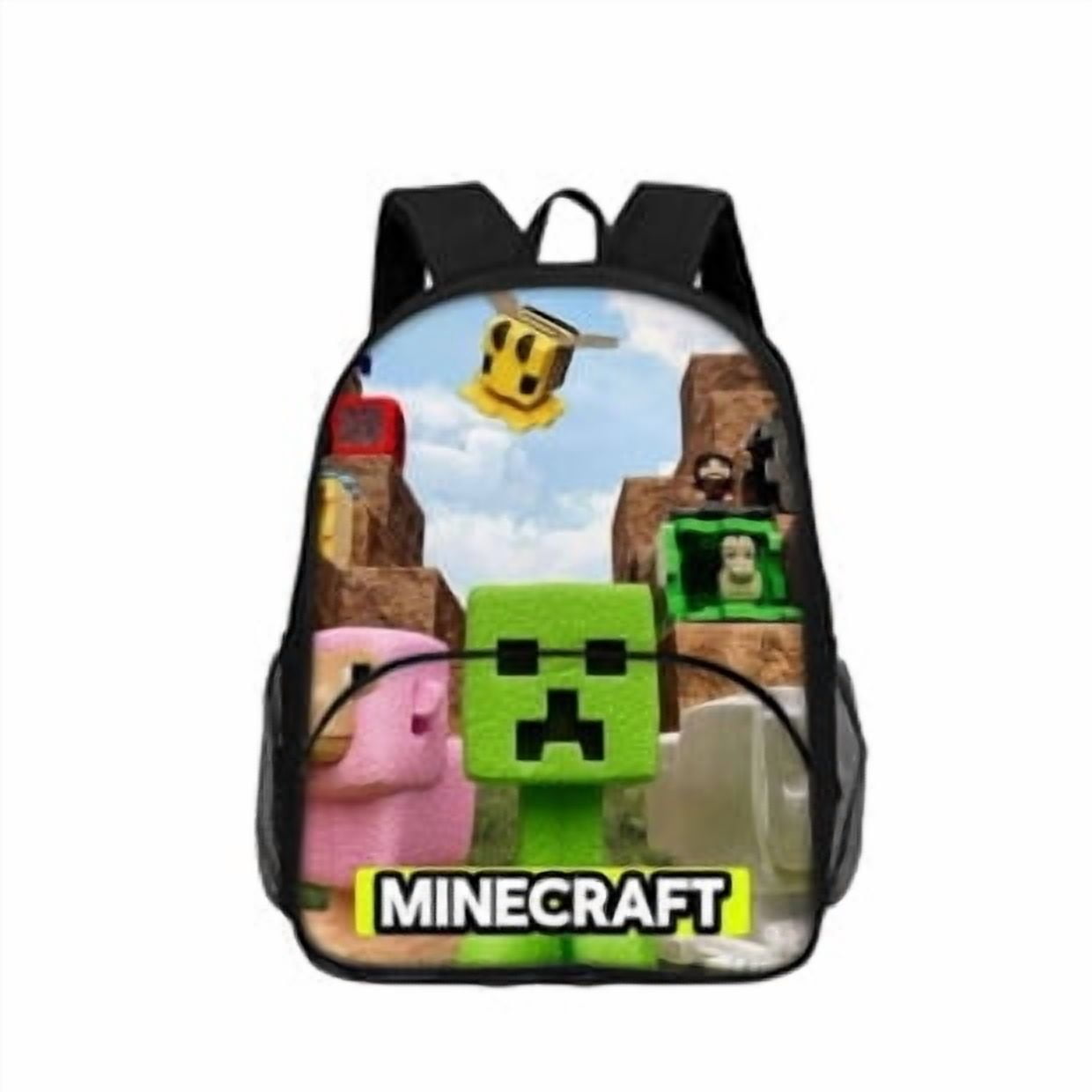 Minecraft Backpack| Gamer Black Rucksack | Green Creeper Zombie ...