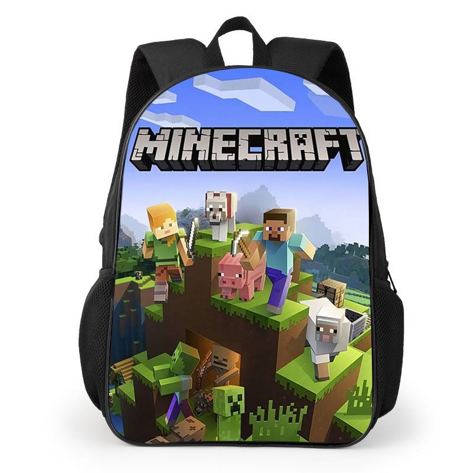 Minecraft Backpack| Gamer Black Rucksack | Green Creeper Zombie ...