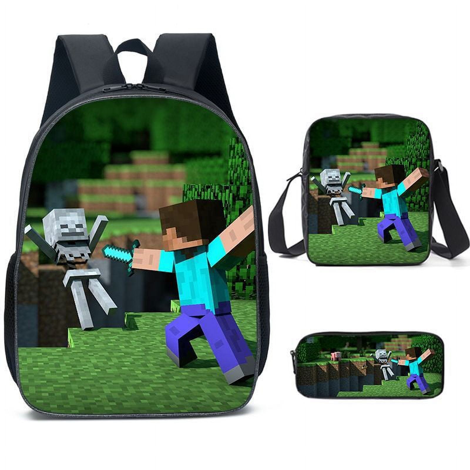 Minecraft Backpack| Gamer Black Rucksack | Green Creeper Zombie ...