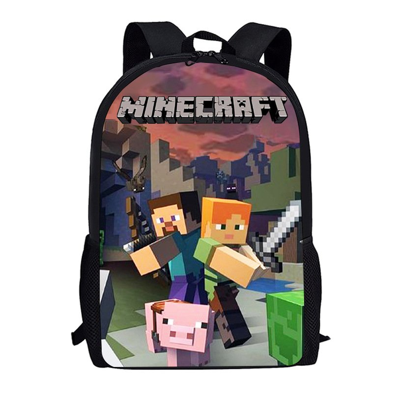 Minecraft Backpack| Gamer Black Rucksack | Green Creeper Zombie ...