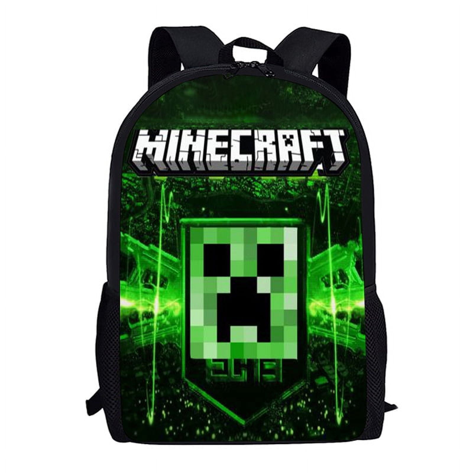 Minecraft Backpack| Gamer Black Rucksack | Green Creeper Zombie ...