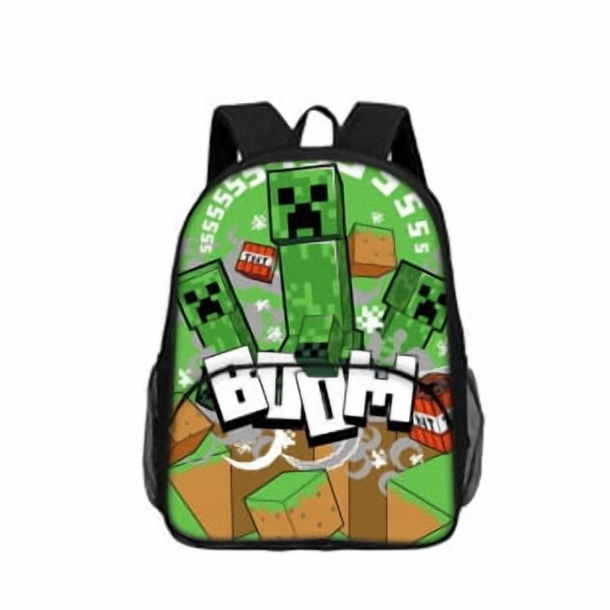 Minecraft Backpack| Gamer Black Rucksack | Green Creeper Zombie ...