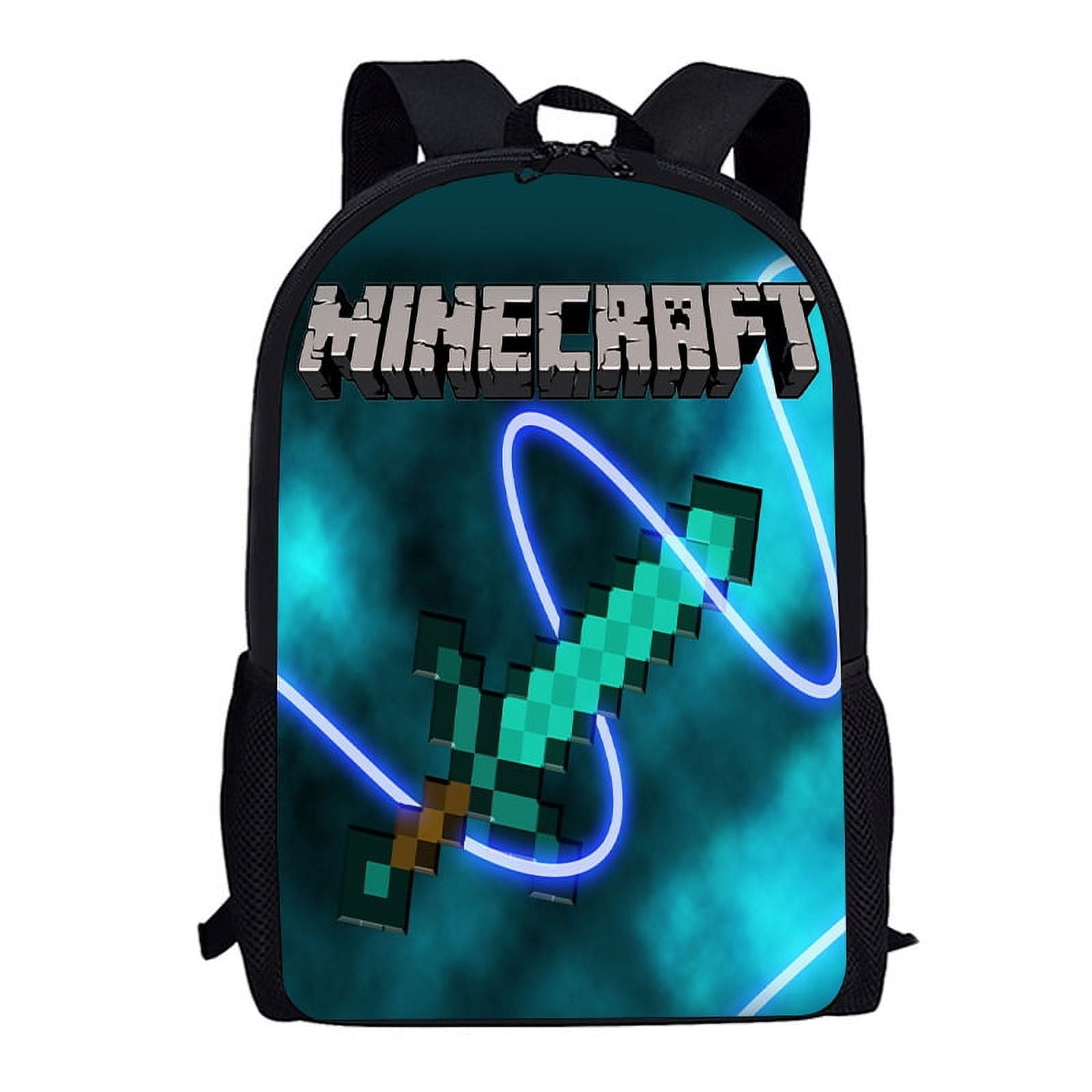 Minecraft Backpack| Gamer Black Rucksack | Green Creeper Zombie ...