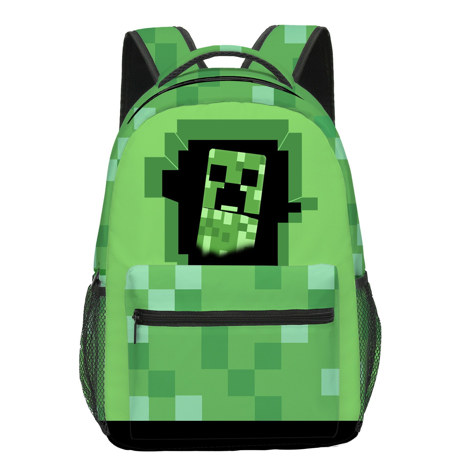 Minecraft Backpack| Gamer Black Rucksack | Green Creeper Zombie ...