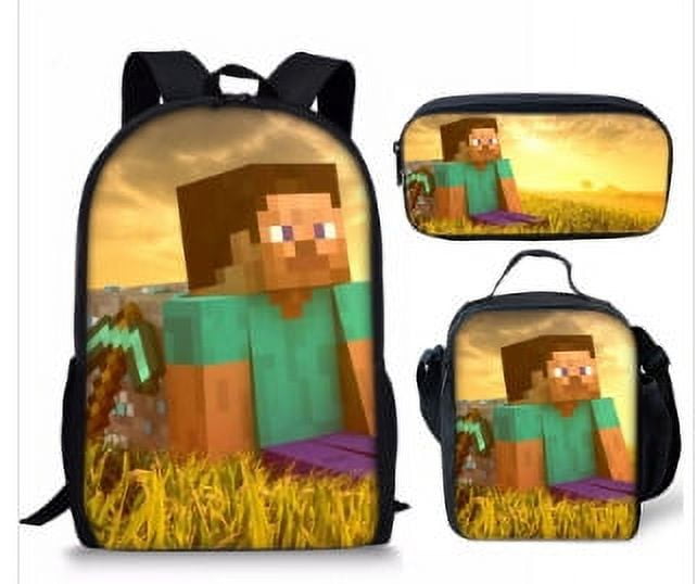 Minecraft Backpack| Gamer Black Rucksack | Green Creeper Zombie ...