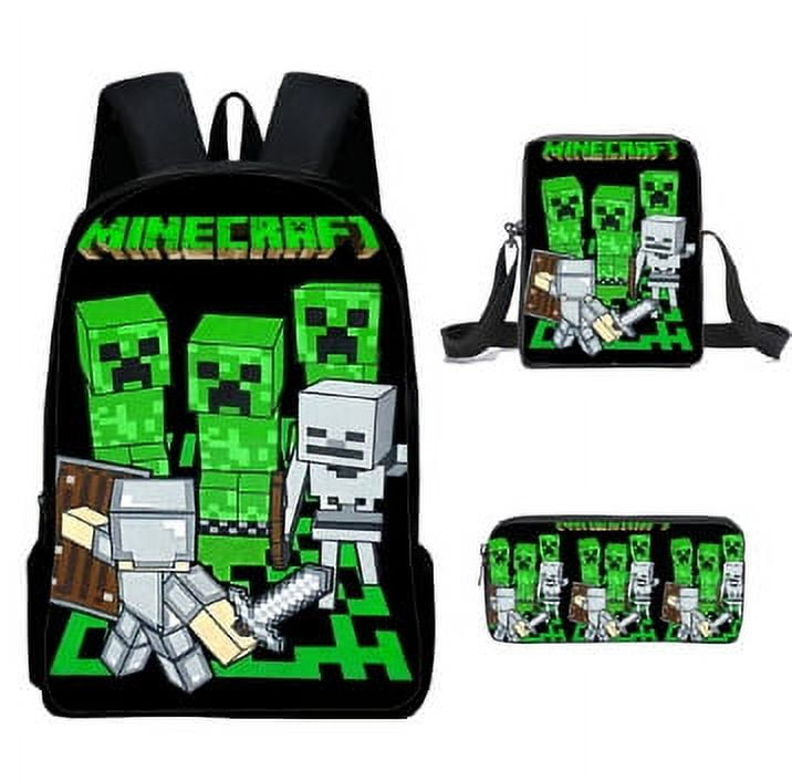 Minecraft Backpack| Gamer Black Rucksack | Green Creeper Zombie ...