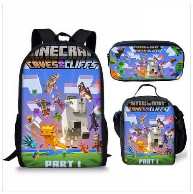 Minecraft Backpack| Gamer Black Rucksack | Green Creeper Zombie ...