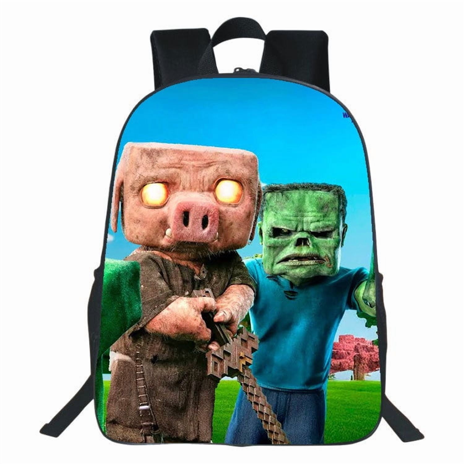 Minecraft Backpack| Gamer Black Rucksack | Green Creeper Zombie ...