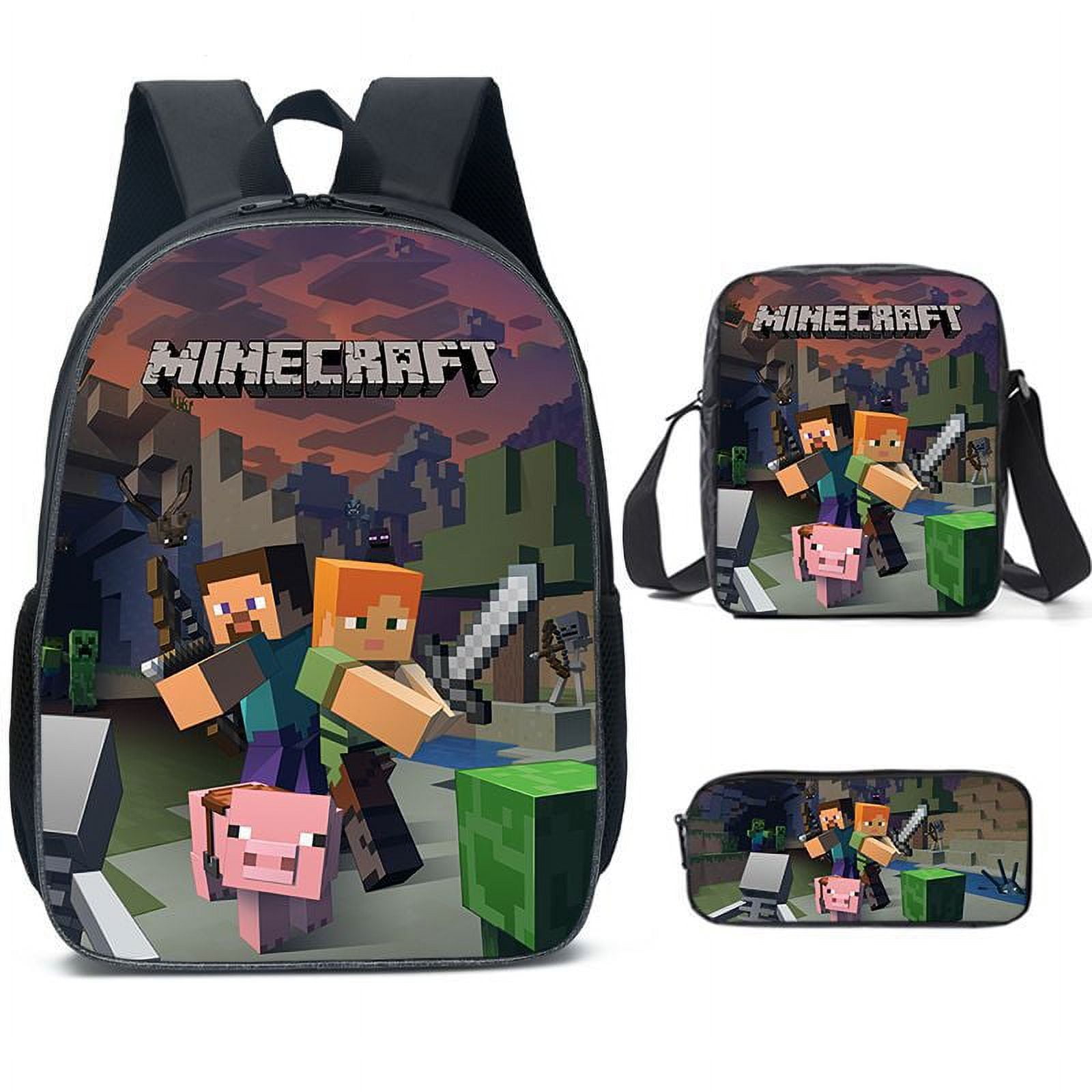 Minecraft Backpack| Gamer Black Rucksack | Green Creeper Zombie ...
