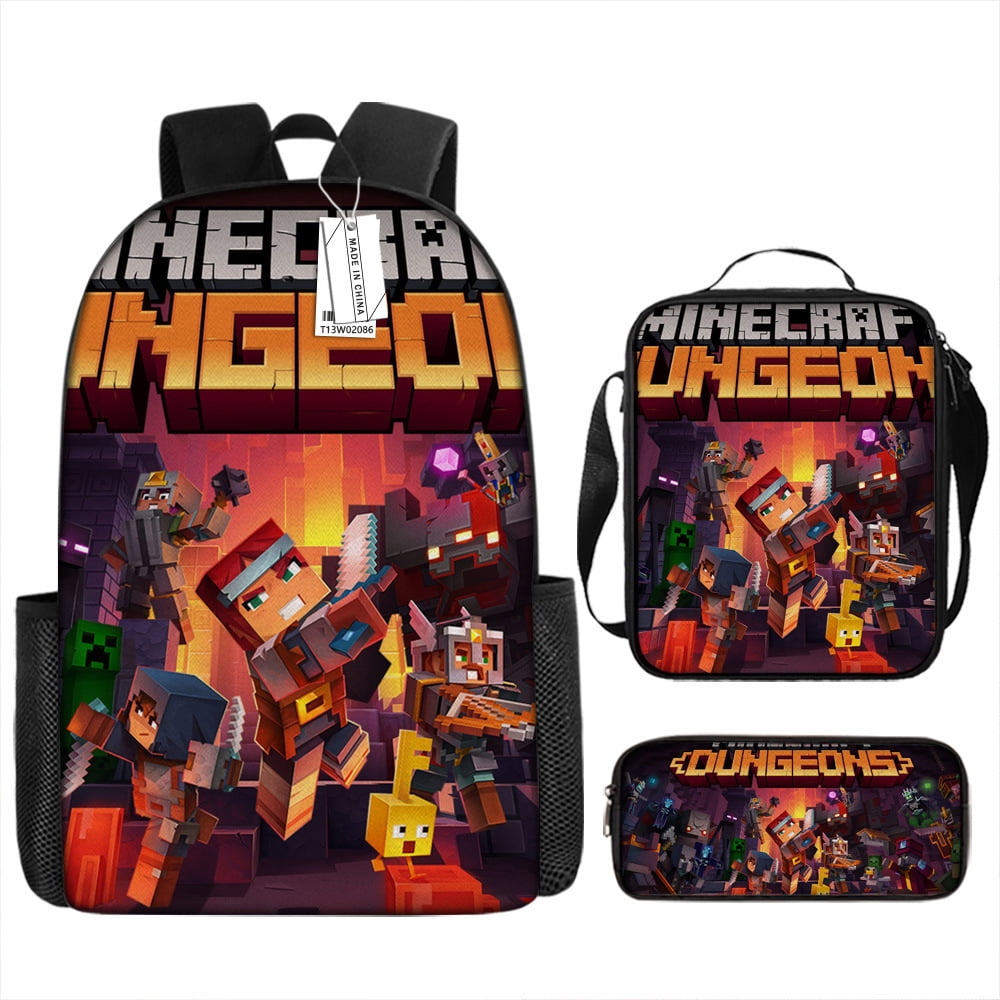 Minecraft Backpack| Gamer Black Rucksack | Green Creeper Zombie ...