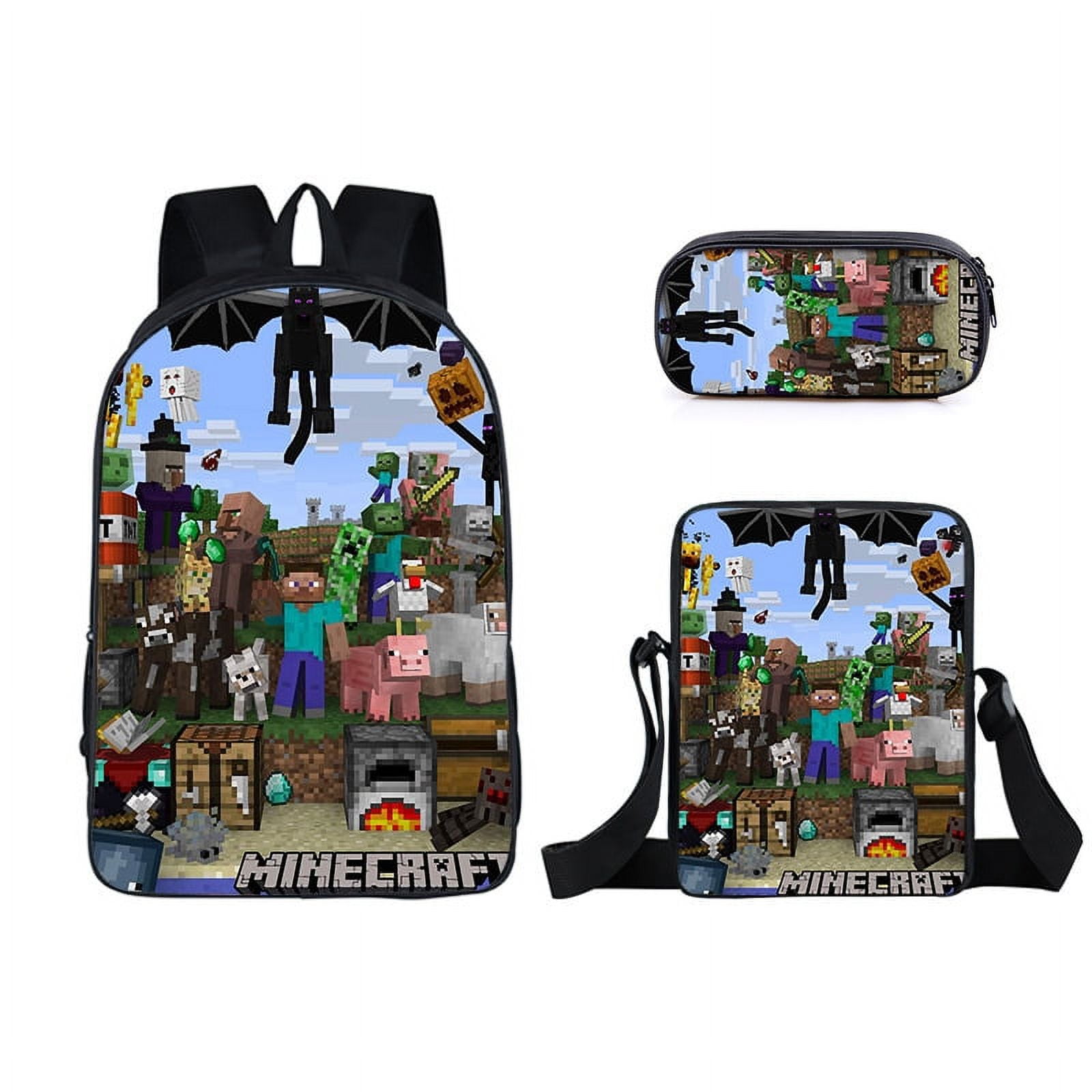 Minecraft Backpack| Gamer Black Rucksack | Green Creeper Zombie ...