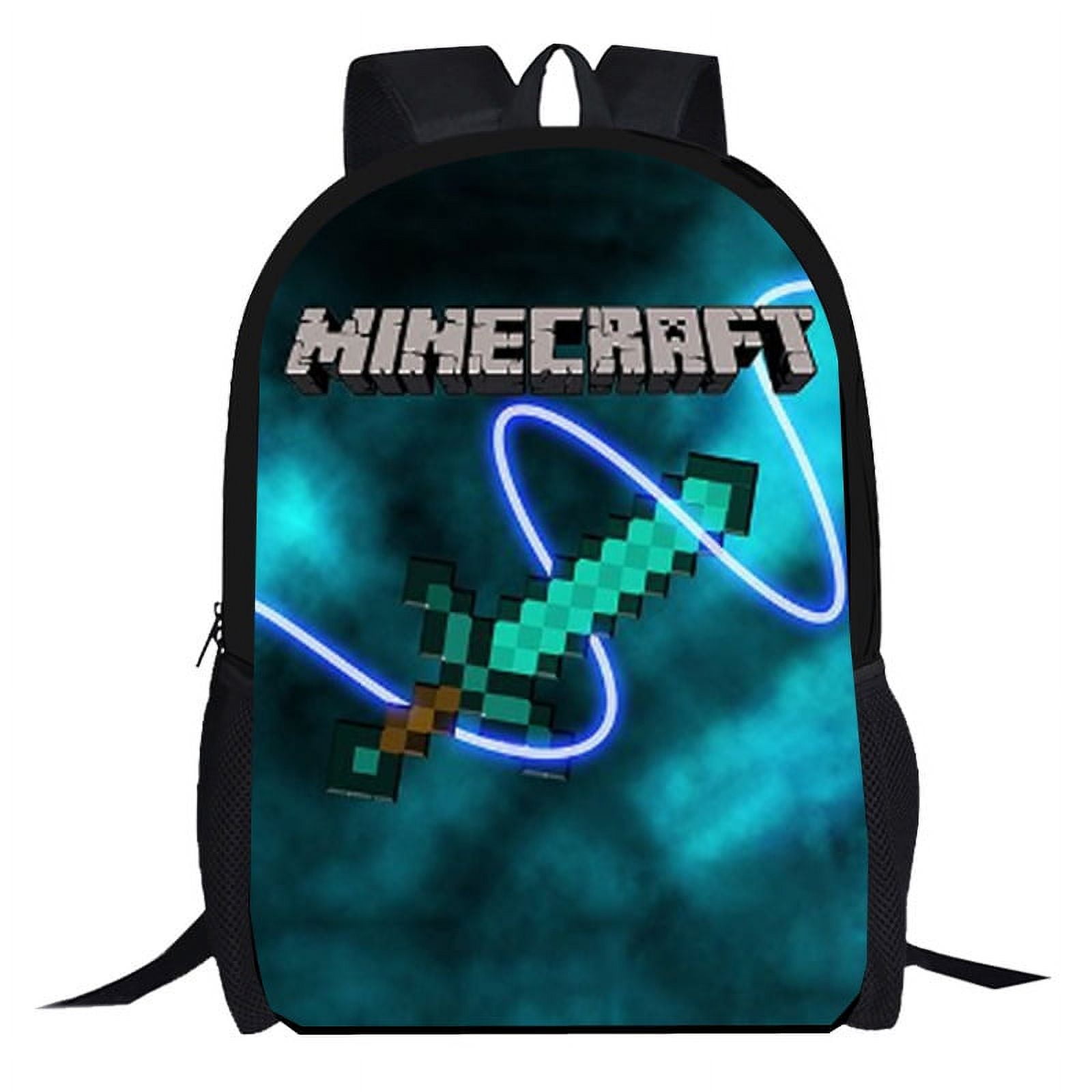Minecraft Backpack| Gamer Black Rucksack | Green Creeper Zombie ...