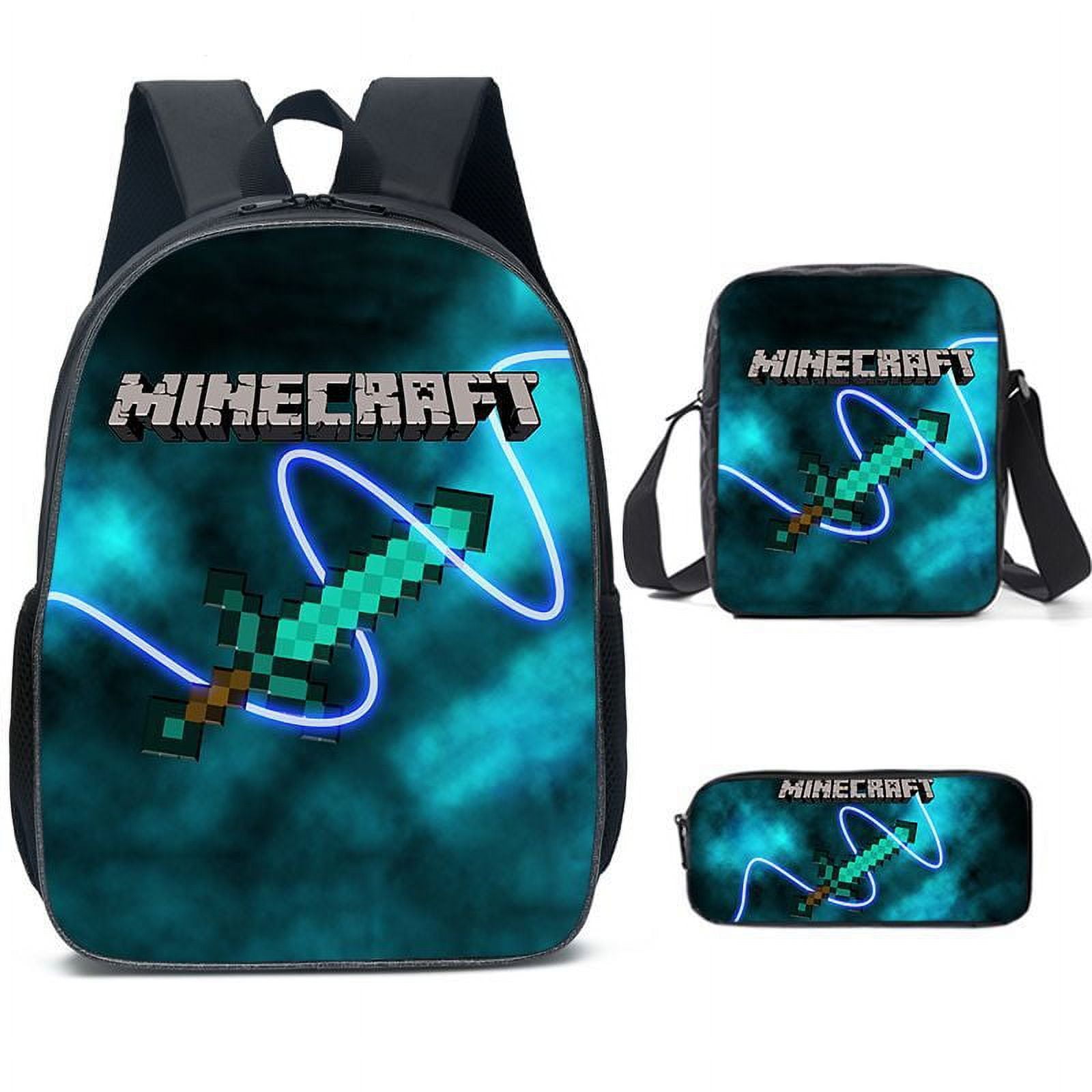 Minecraft Backpack| Gamer Black Rucksack | Green Creeper Zombie ...