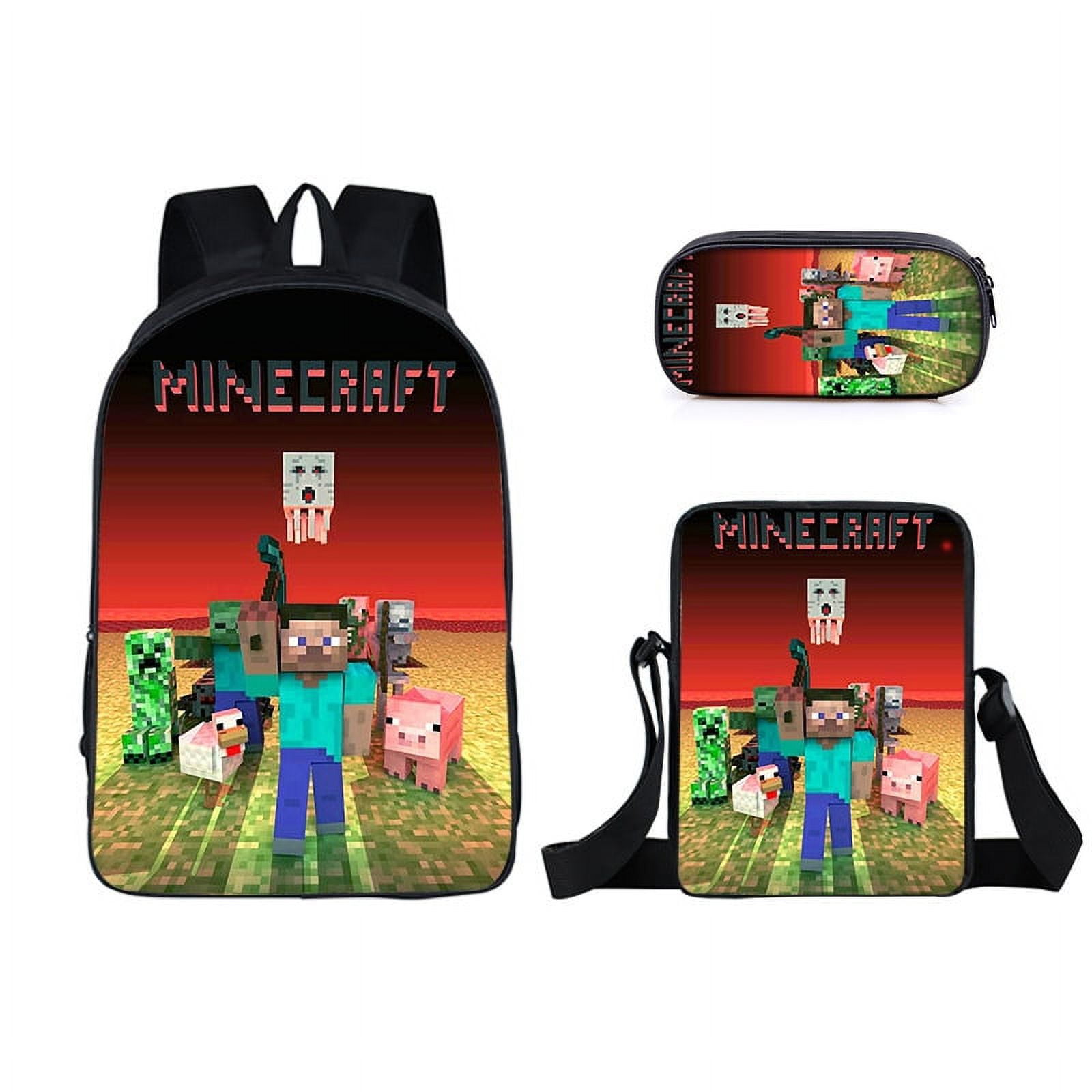 Minecraft Backpack| Gamer Black Rucksack | Green Creeper Zombie ...