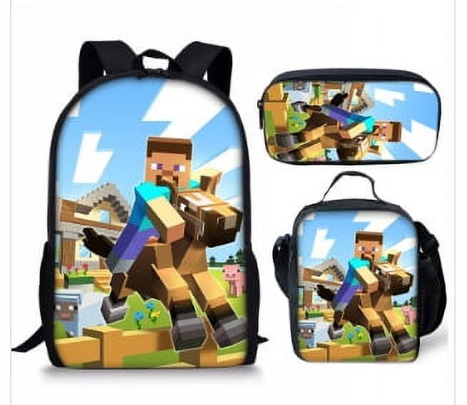 Minecraft Backpack| Gamer Black Rucksack | Green Creeper Zombie ...