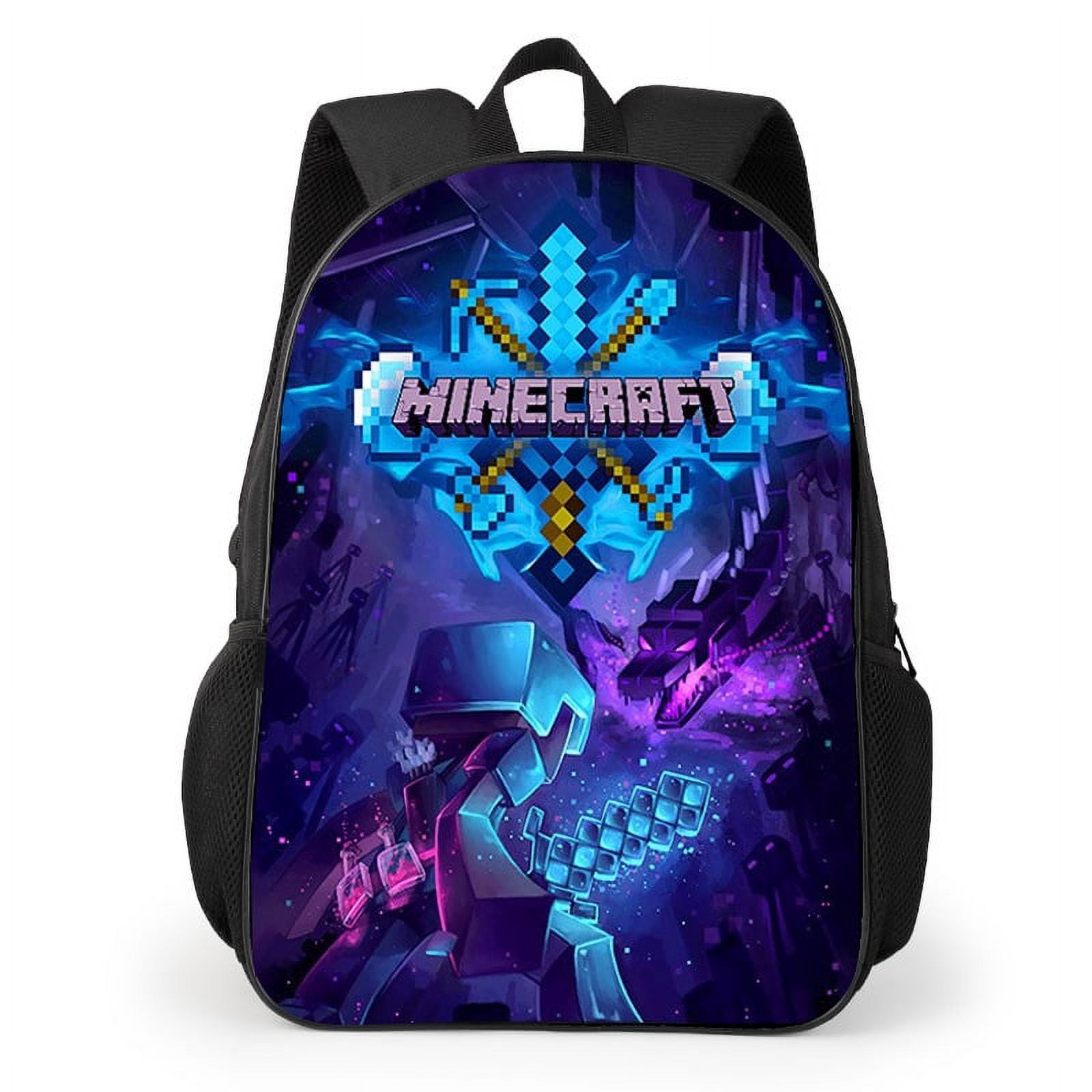 Minecraft Backpack| Gamer Black Rucksack | Green Creeper Zombie ...