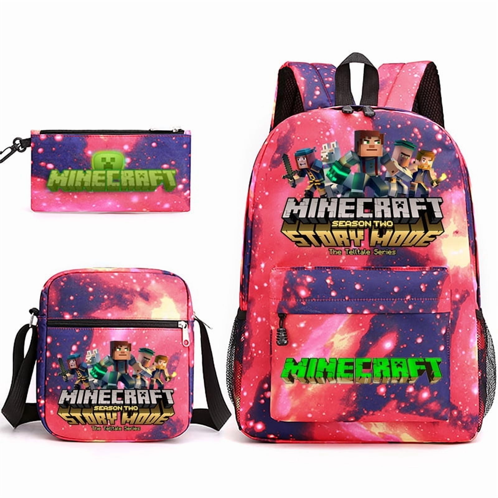 Minecraft Backpack| Gamer Black Rucksack | Green Creeper Zombie ...