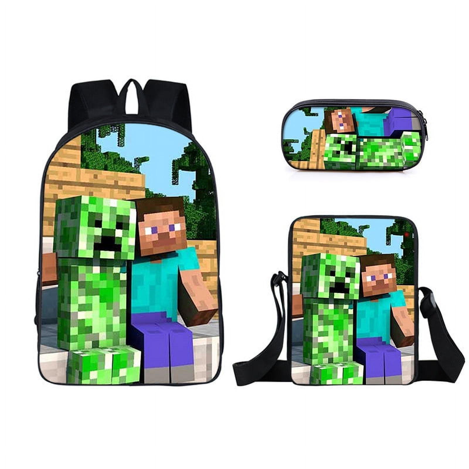 Minecraft Backpack| Gamer Black Rucksack | Green Creeper Zombie ...