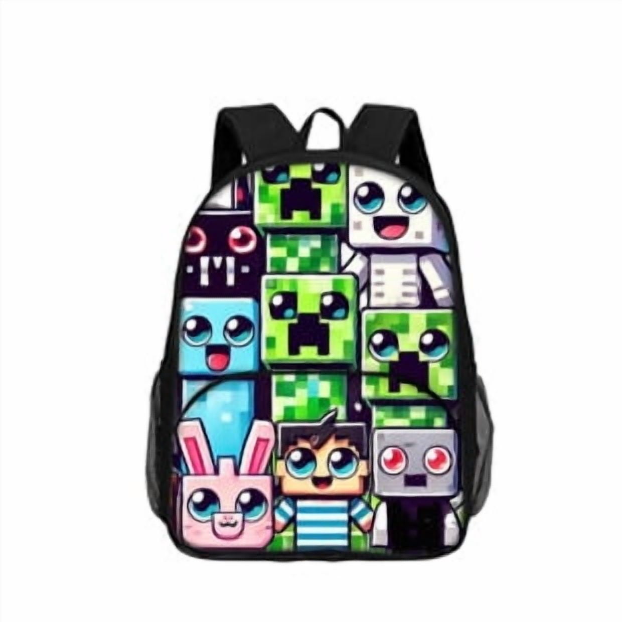 Minecraft Backpack| Gamer Black Rucksack | Green Creeper Zombie ...