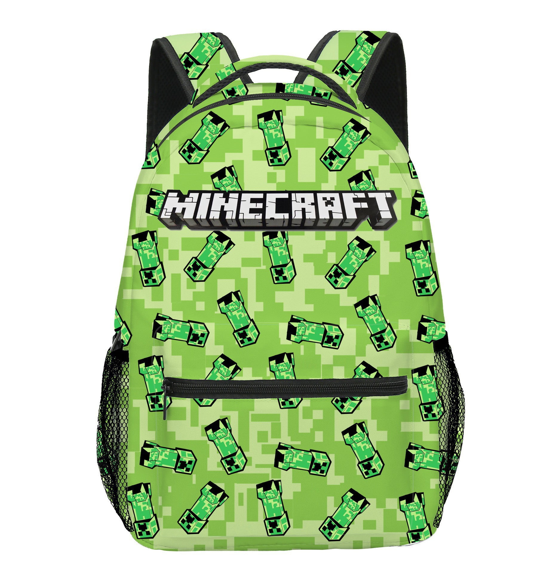 Minecraft Backpack| Gamer Black Rucksack | Green Creeper Zombie ...