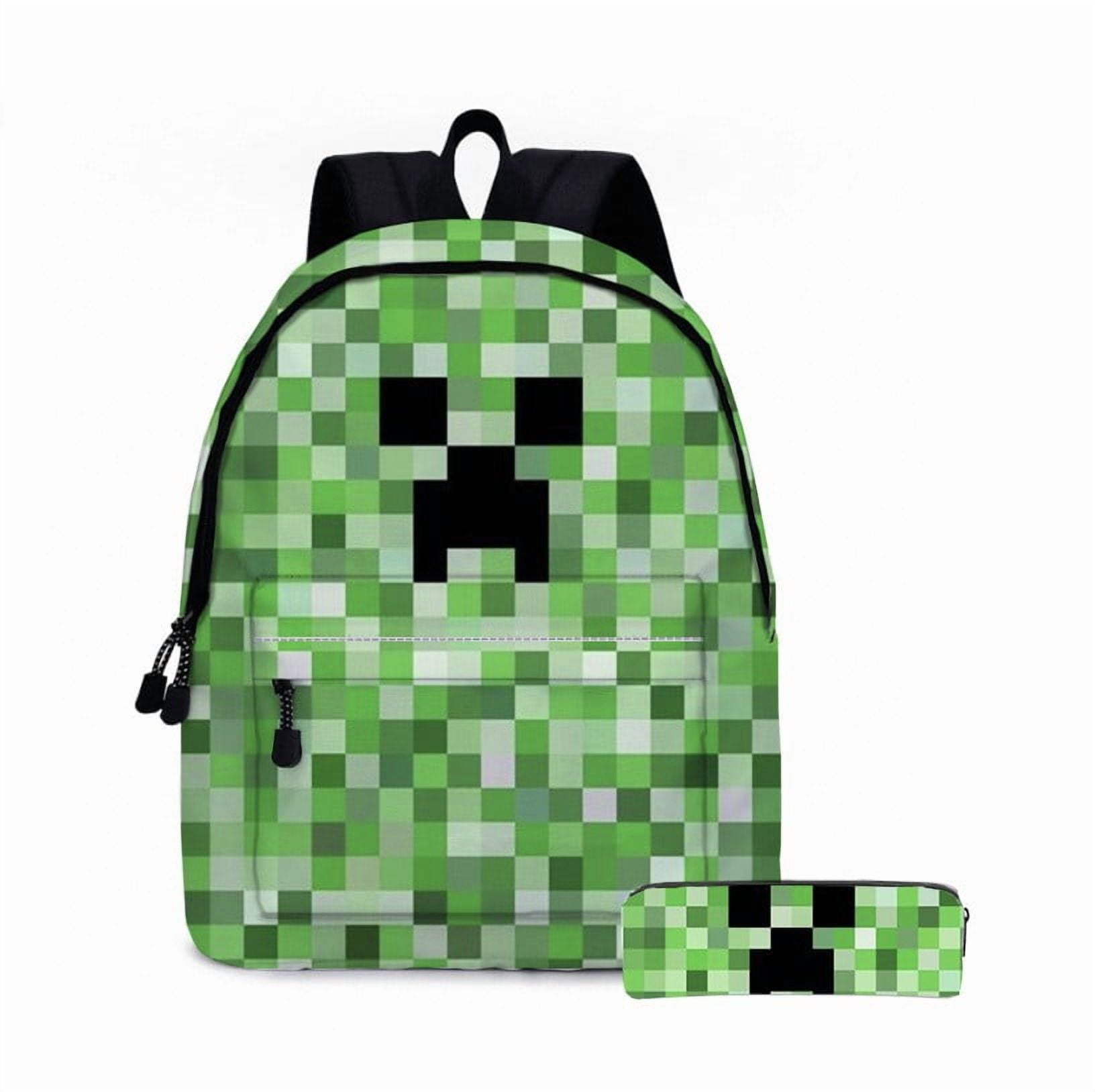 Minecraft Backpack| Gamer Black Rucksack | Green Creeper Zombie ...