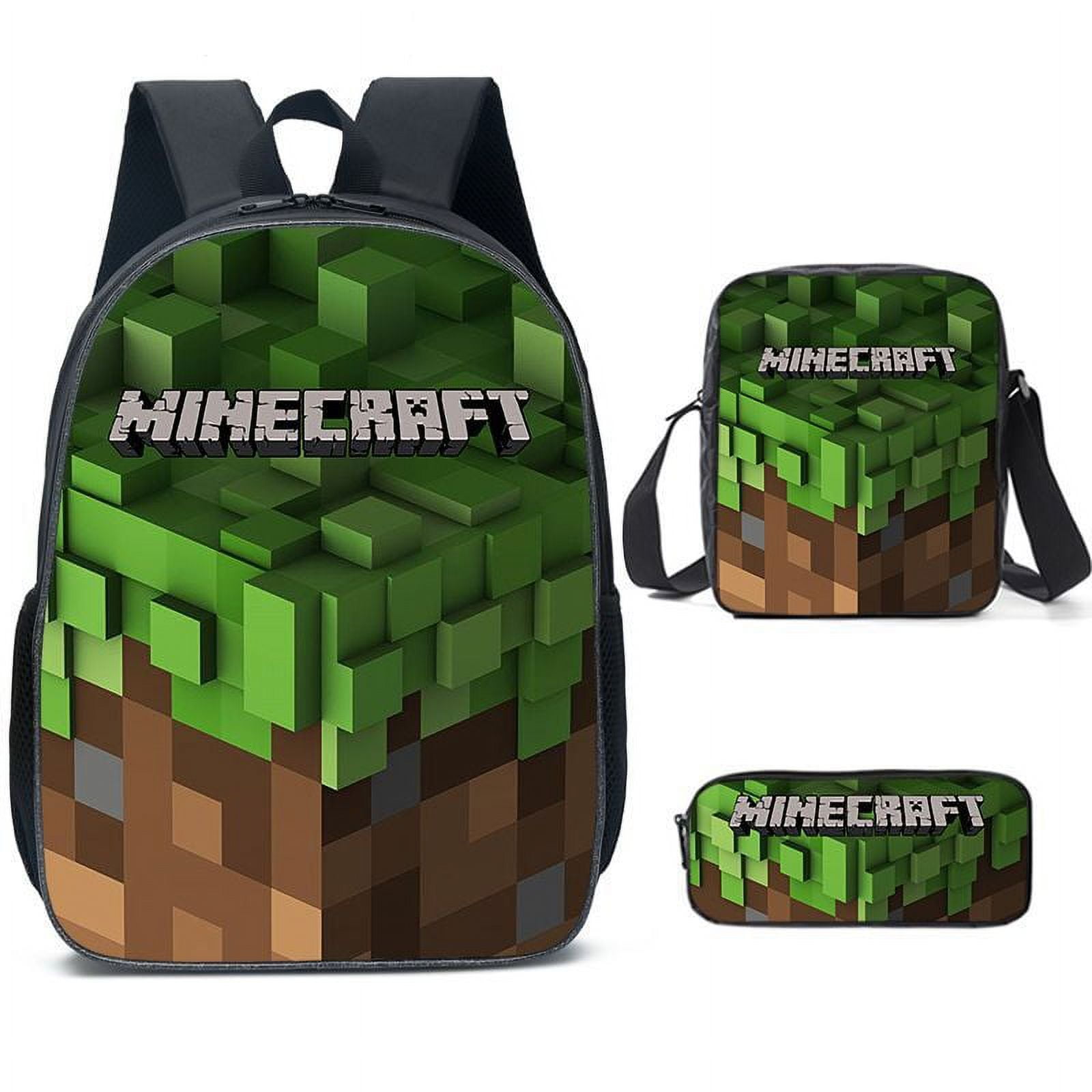 Minecraft Backpack| Gamer Black Rucksack | Green Creeper Zombie ...