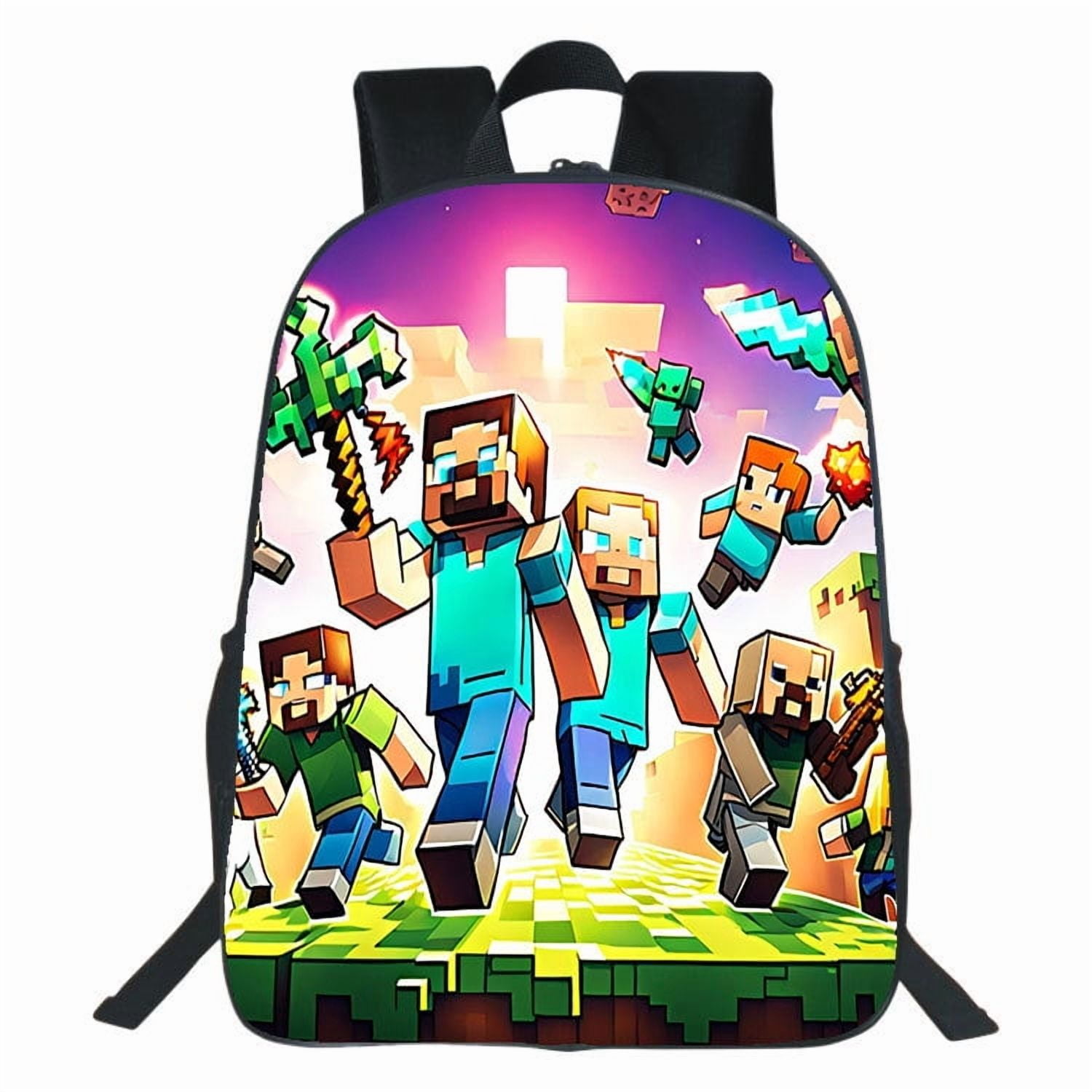 Minecraft Backpack| Gamer Black Rucksack | Green Creeper Zombie ...