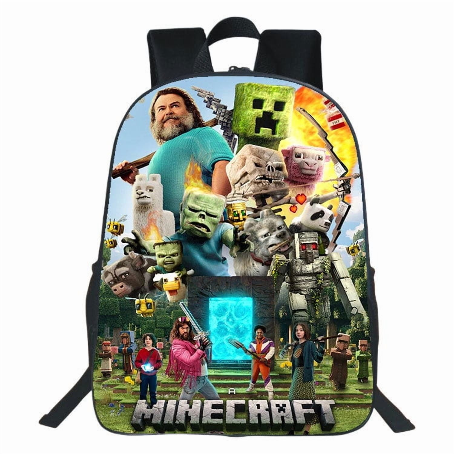 Minecraft Backpack| Gamer Black Rucksack | Green Creeper Zombie ...