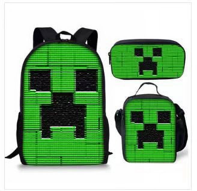 Minecraft Backpack| Gamer Black Rucksack | Green Creeper Zombie ...