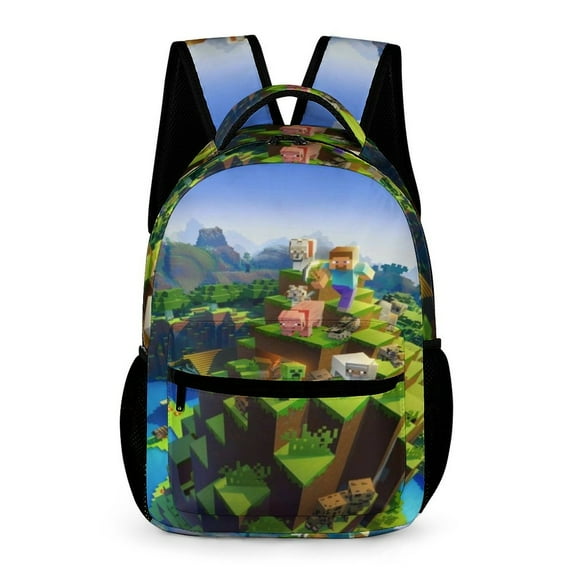 Minecraft Backpack| Gamer Black Rucksack | Green Creeper Zombie ...