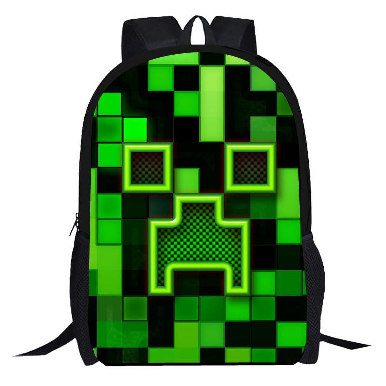Minecraft Backpack| Gamer Black Rucksack | Green Creeper Zombie ...