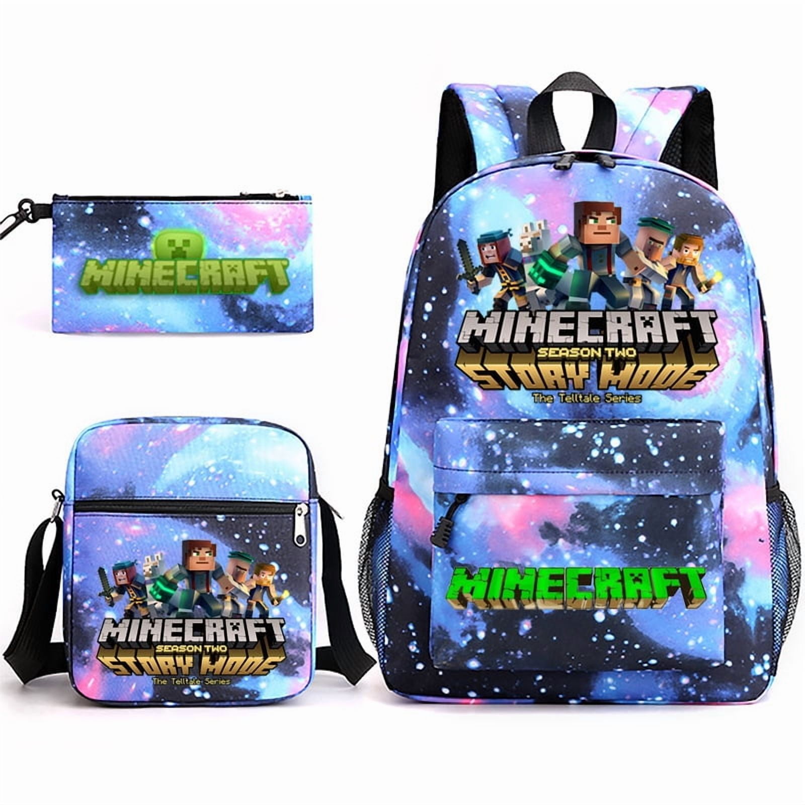 Minecraft Backpack| Gamer Black Rucksack | Green Creeper Zombie ...