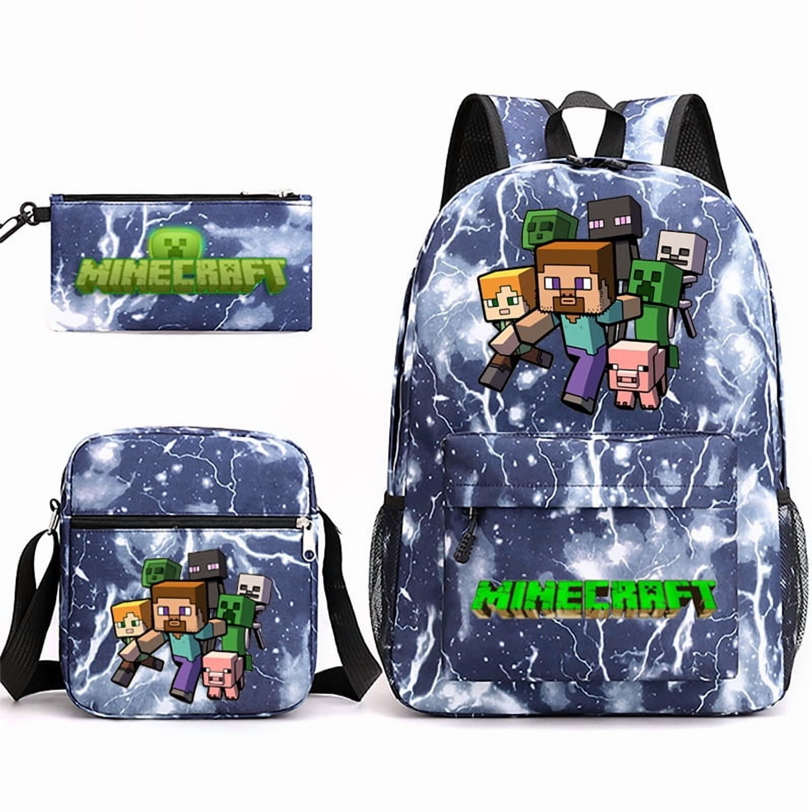 Minecraft Backpack| Gamer Black Rucksack | Green Creeper Zombie ...