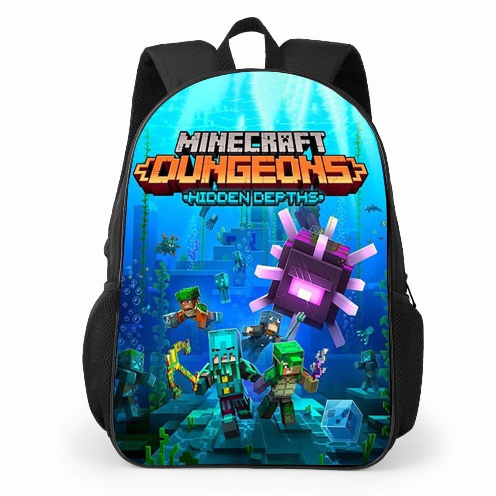 Minecraft Backpack| Gamer Black Rucksack | Green Creeper Zombie ...