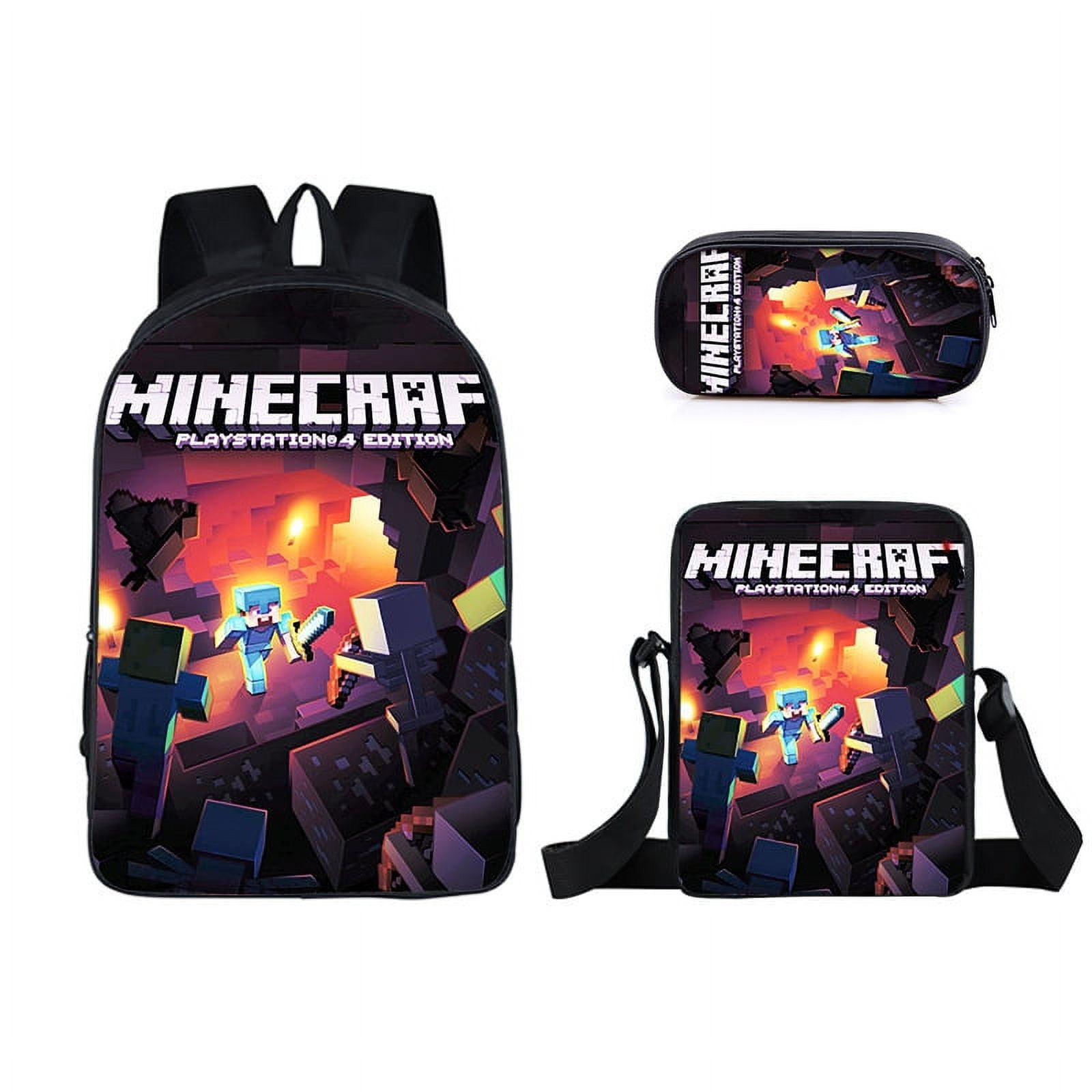 Minecraft Backpack| Gamer Black Rucksack | Green Creeper Zombie ...