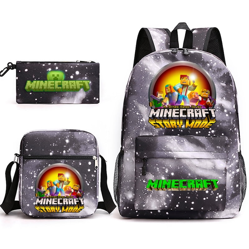 Minecraft Backpack| Gamer Black Rucksack | Green Creeper Zombie ...