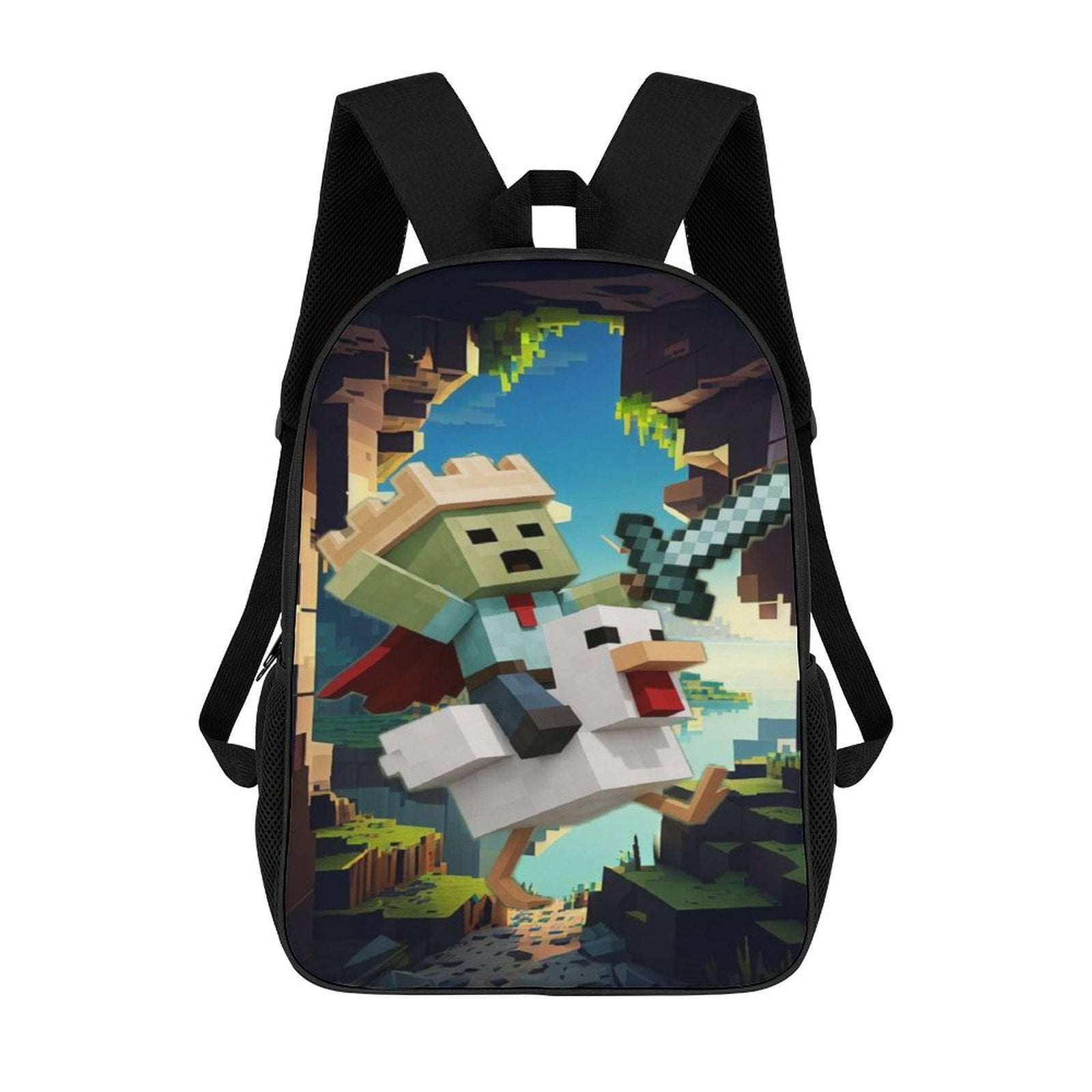 Minecraft Backpack| Gamer Black Rucksack | Green Creeper Zombie ...