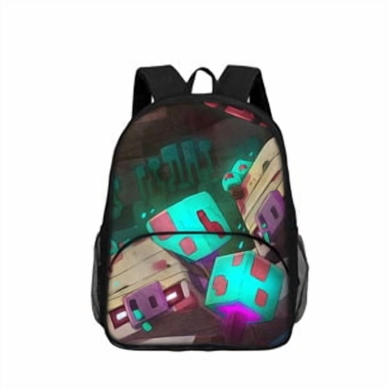 Minecraft Backpack| Gamer Black Rucksack | Green Creeper Zombie ...