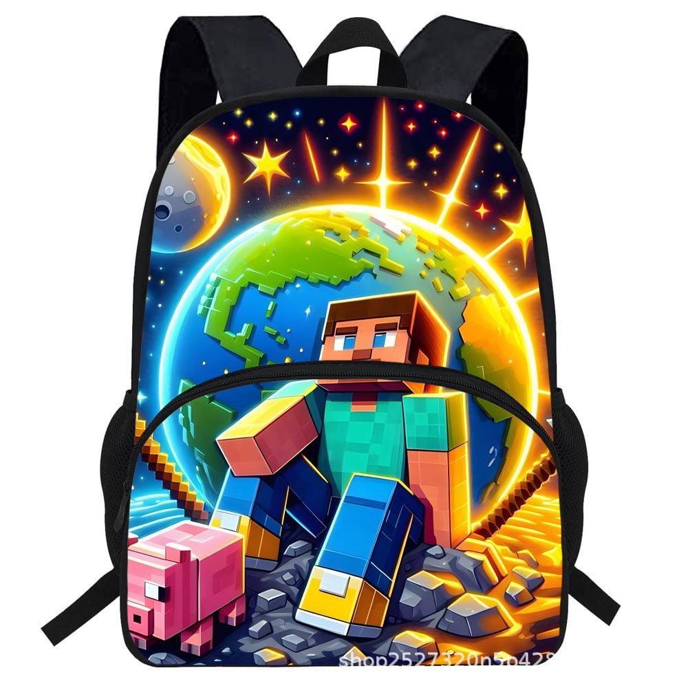 Minecraft Backpack | Gamer Rucksack | Green Creeper Zombie Skeleton ...