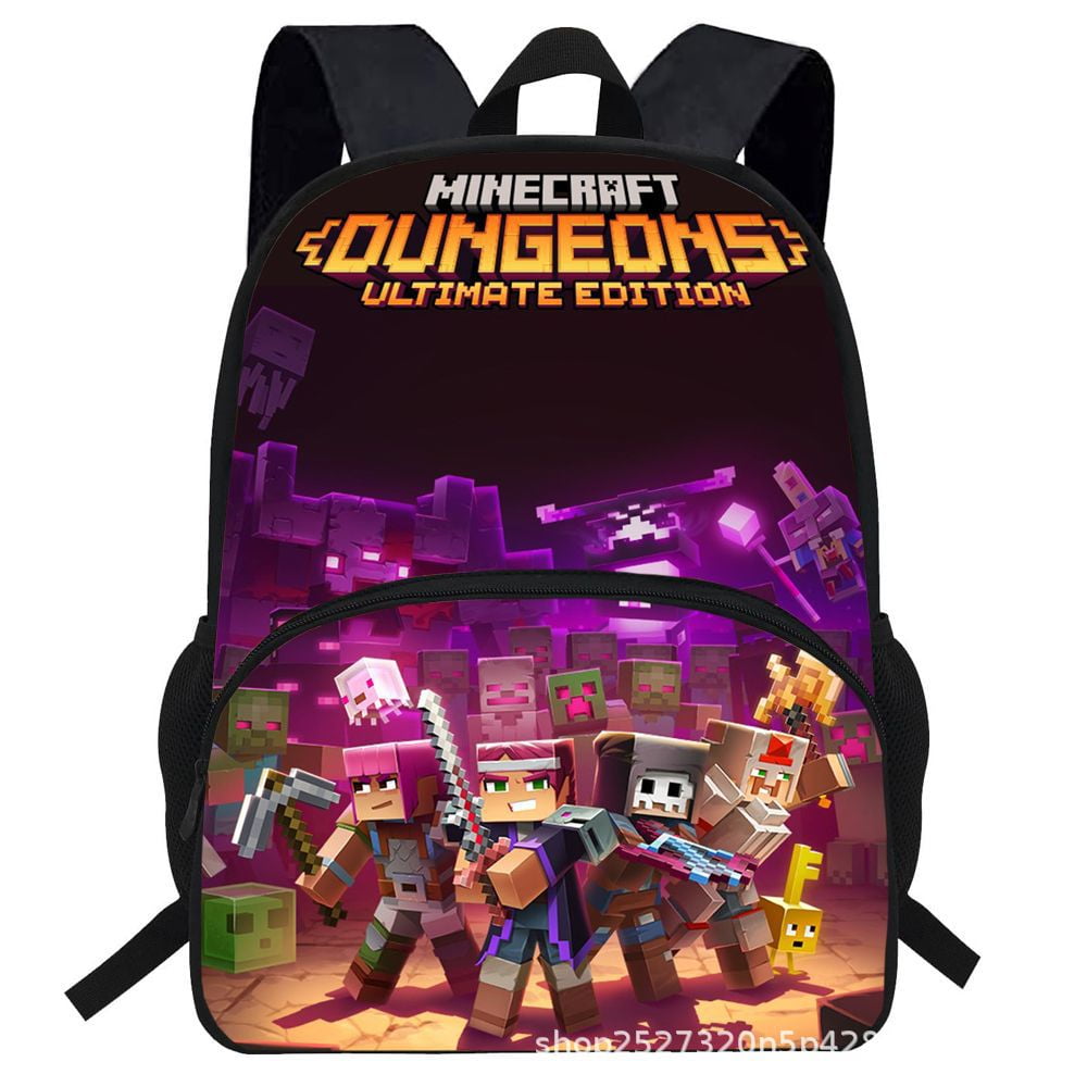 Minecraft Backpack | Gamer Rucksack | Green Creeper Zombie Skeleton Enderman & Cave Spider ...