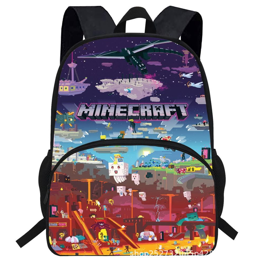 Minecraft Backpack | Gamer Rucksack | Green Creeper Zombie Skeleton ...