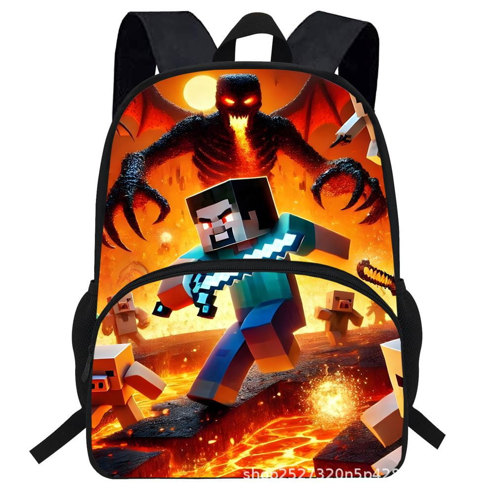 Minecraft Backpack | Gamer Rucksack | Green Creeper Zombie Skeleton ...