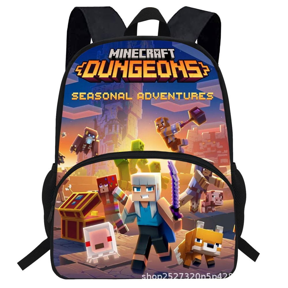 Minecraft Backpack | Gamer Rucksack | Green Creeper Zombie Skeleton ...