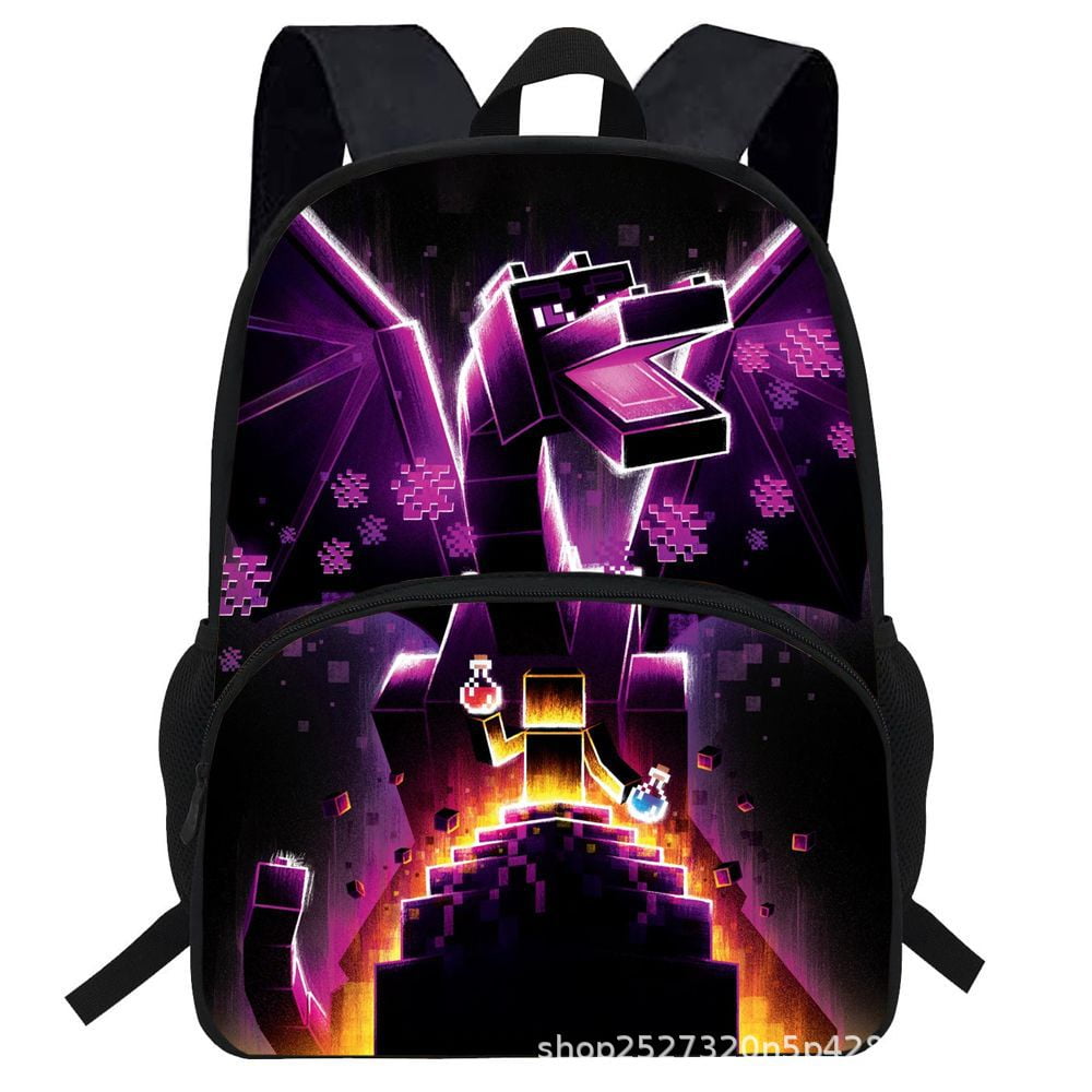 Minecraft Backpack | Gamer Rucksack | Green Creeper Zombie Skeleton Enderman & Cave Spider ...