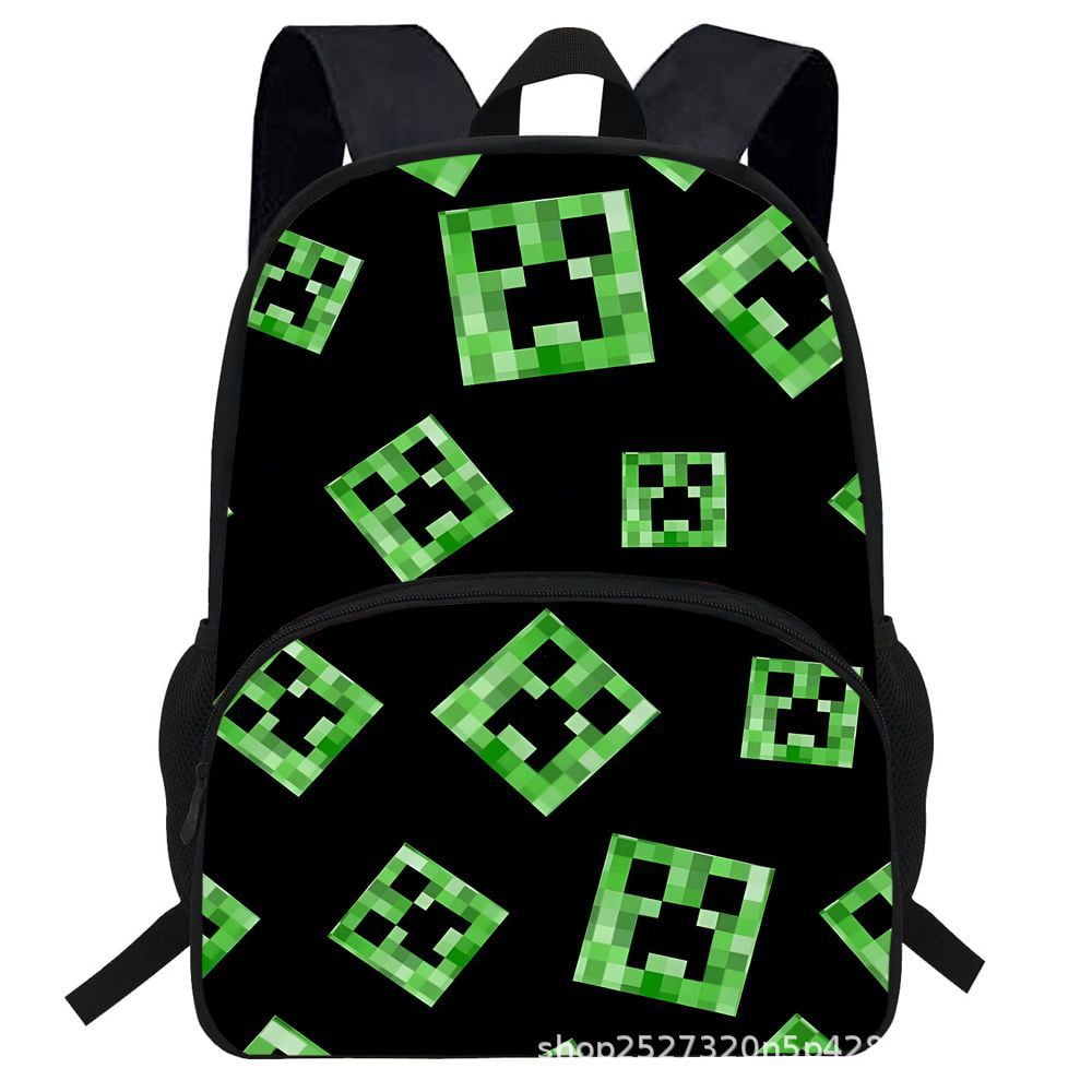 Minecraft Backpack | Gamer Rucksack | Green Creeper Zombie Skeleton ...