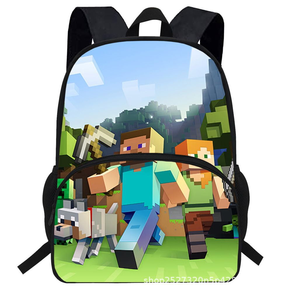 Minecraft Backpack | Gamer Rucksack | Green Creeper Zombie Skeleton ...