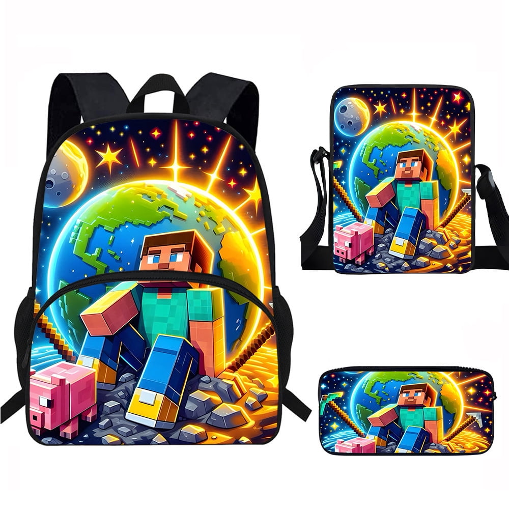 Minecraft Backpack Lunch Bag Pen Case Large Capacity Cartoon ...