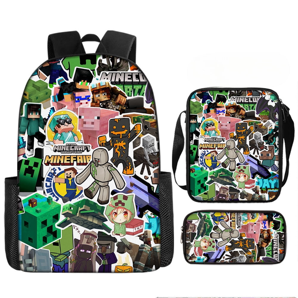 Minecraft Backpack Set 16 inch, 3 Piece Value Set - Walmart.com