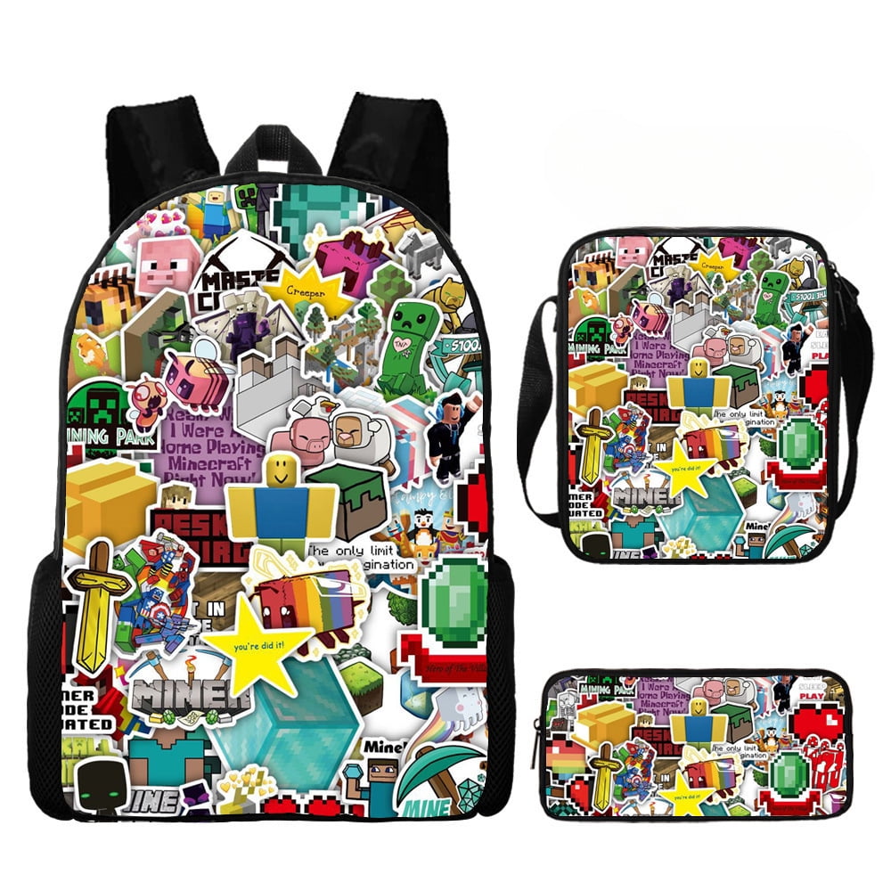 Minecraft Backpack Set, Lunch Box and Pencil Bag, 3-Piece Value Set, 17 ...