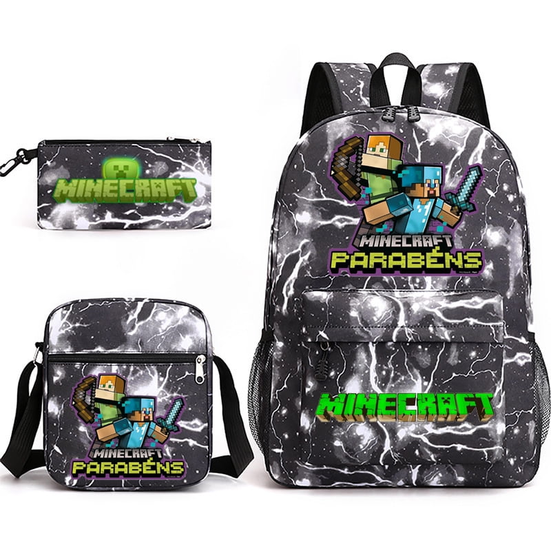 Minecraft Backpack Three-piece Set,Minecraft backpack adjustable ...